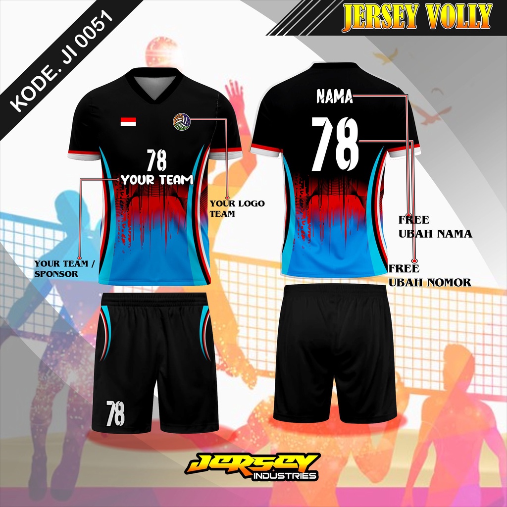 Jual Jersey Voli Full Printing, Baju Jersey Team Volly Desain Keren ...