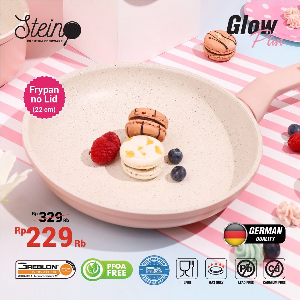 Jual [FREE NYLON] Steincookware Stein Frypan 22 cm Glow Pink Biru ...