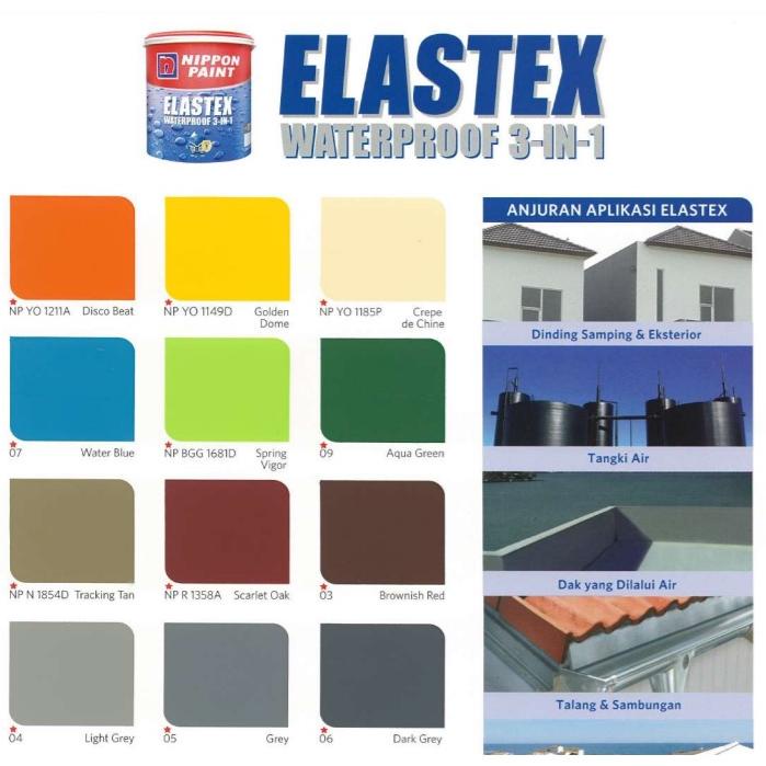 Jual ASLI 100% ELASTEX 3 IN 1 NIPPON PAINT 1KG / 1 KG WARNA LENGKAP ...