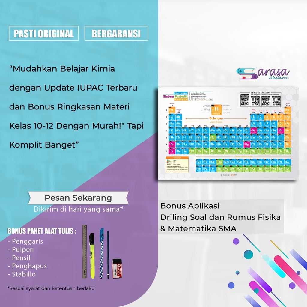 Jual Tabel Sistem Periodik Modern Ukuran ( 15 x 23 CM ) Terlengkap ...