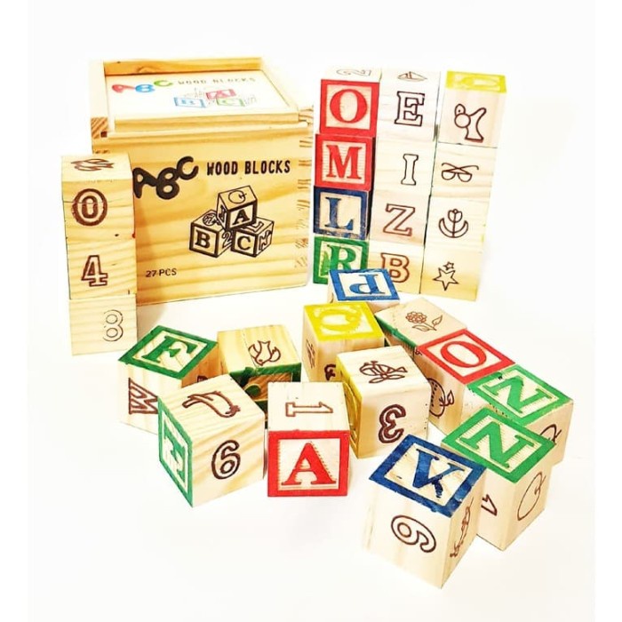Jual ABC WOOD BLOCKS/mainan edukasi alphabet balok kayu / balok kubus ...