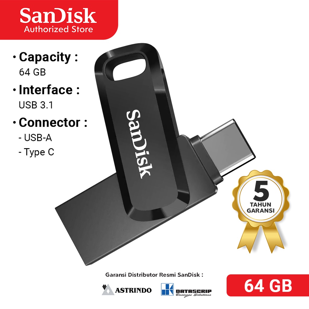 Jual Flashdisk OTG Type C 64GB SanDisk Dual Drive SDDDC3 - Garansi ...