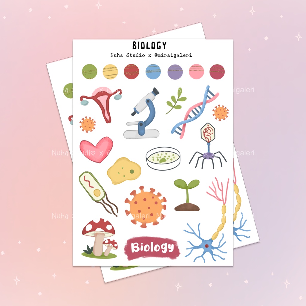Jual Sticker Biology Subject Biologi Pelajaran Mikroskop Gen Rahim ...