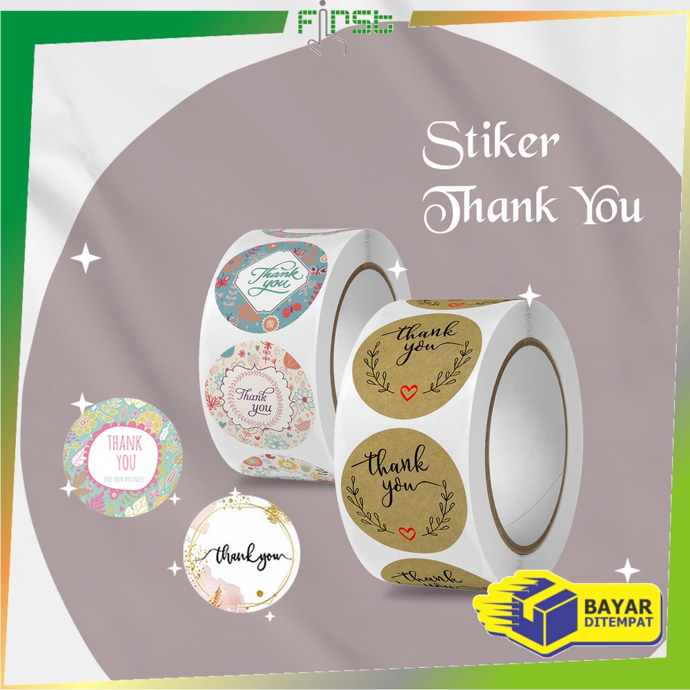 Jual FH-C817 Sticker Thank You 1 Roll 500PCS Stiker Label Makanan ...