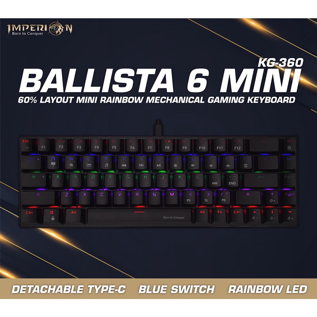 Jual IMPERION BALLISTA 6 MINI 68%LAYOUT RAINBOW MECHANICAL KEYBOARD ...