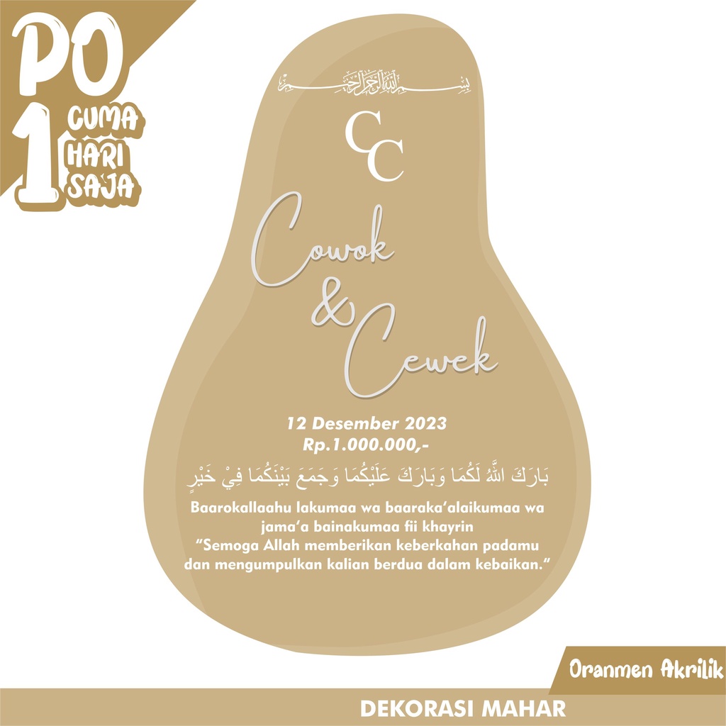 Jual BRUSH AKRILIK BENTUK LABU KACANG COCOK UNTUK DEKORASI MAHAR ...