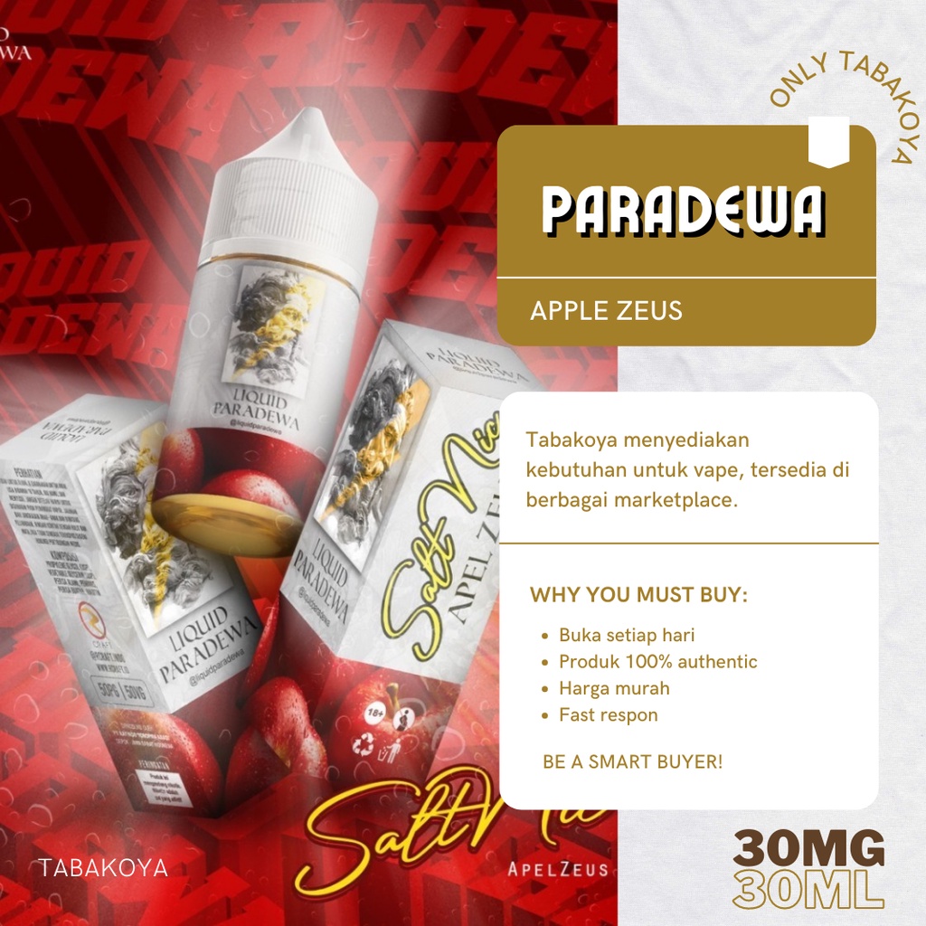Jual LIQUID PARADEWA SALT NIC PODS 30ML APPLE ZEUS BY RCRAFT x QORY GORE | Shopee Indonesia