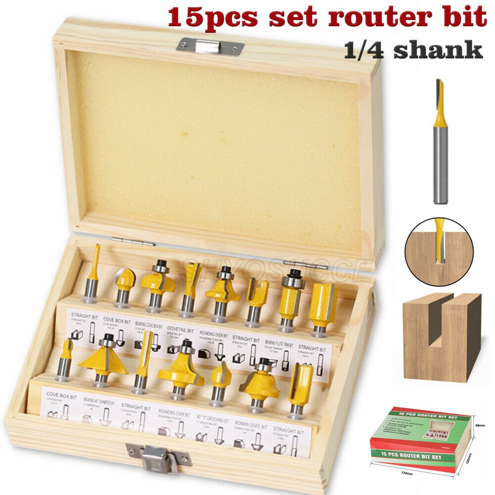 Jual Mata Profil Trimmer Profil Trimer Router Bit Set isi 15 pcs dengan ...