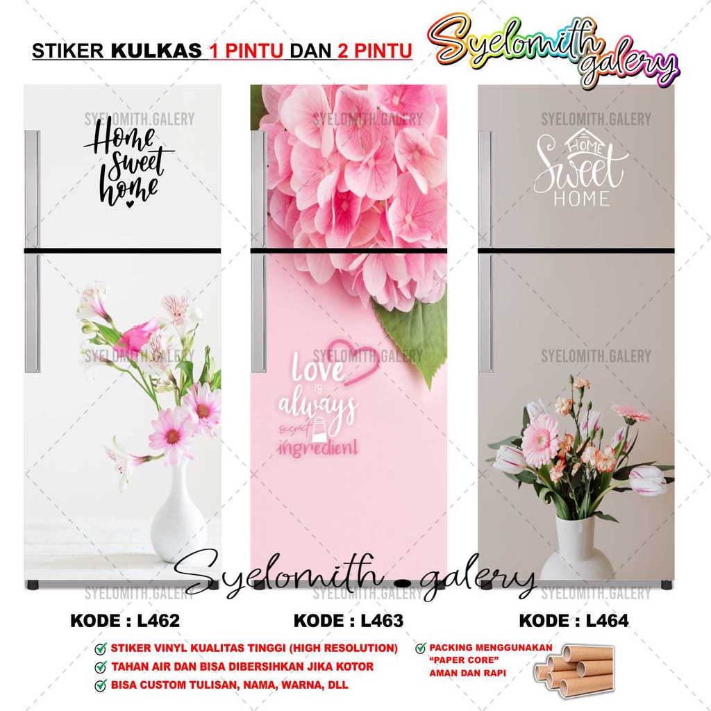 Jual STIKER KULKAS 1 PINTU BUNGA ESTETIK DAN 2 PINTU BUNGA ESTETIK ...