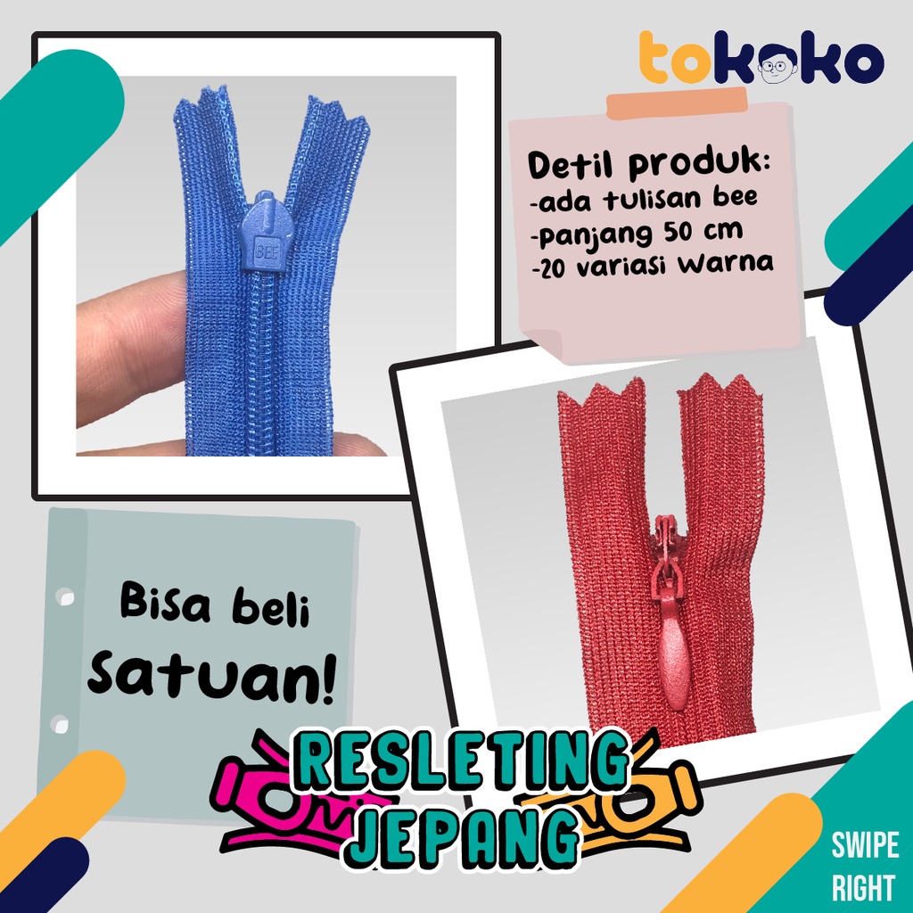 Jual Resleting Jepang Merk BEE ZIPPER 50 cm 20 Inch Aneka Warna Import ...