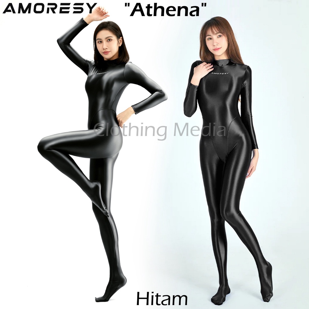Jual AMORESY Bodysuit Glossy Premium Full Silky Elastis Body Tights ...