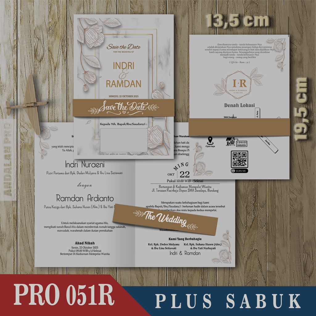 Jual Pro 051R Jasmine Lipat 2 Plus Sabuk - Cetak Undangan Color / Berwarna Variasi Sabuk Harga ...