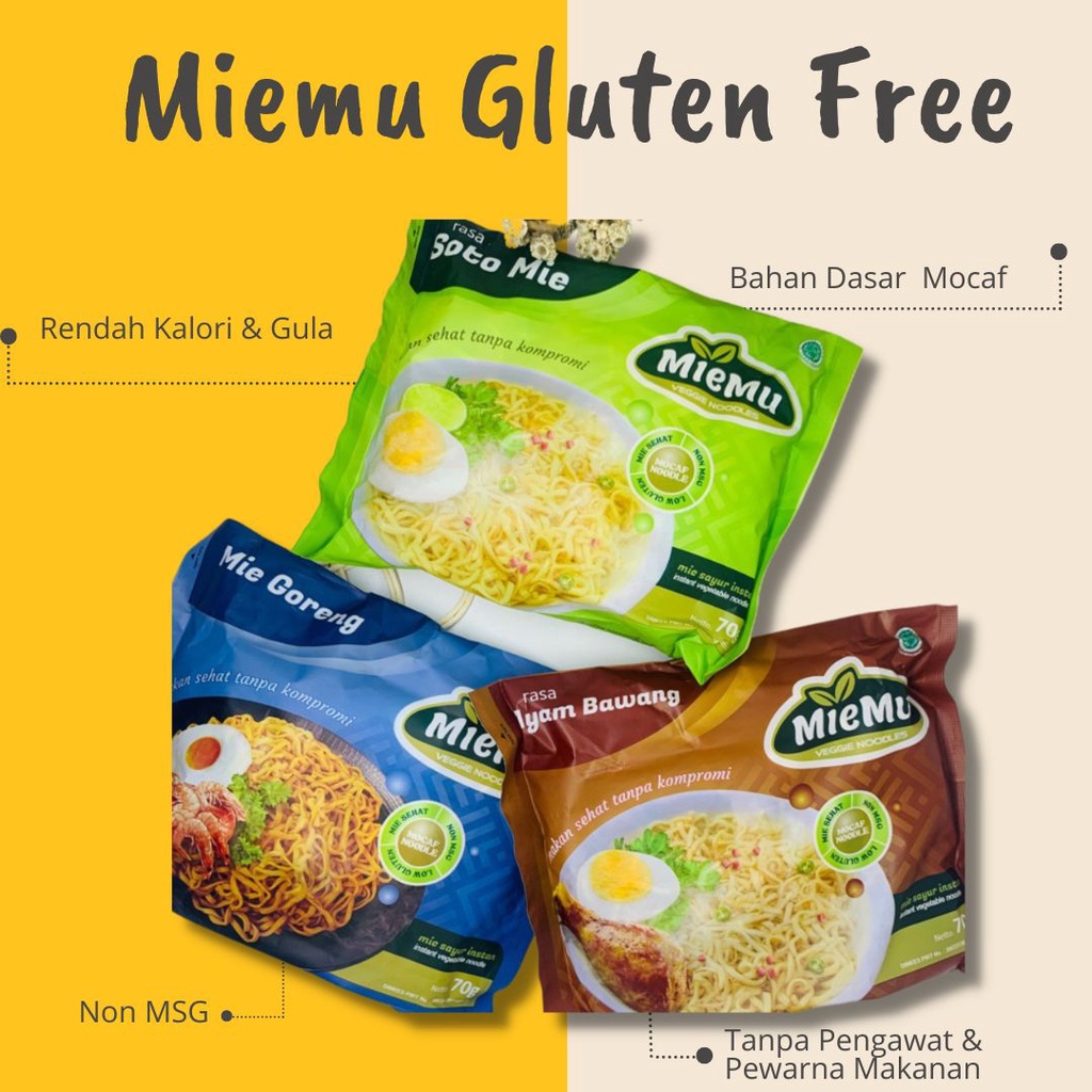 Jual MieMu Mie Mocaf Gluten Free Non MSG Mie Instant Sehat Veggie ...