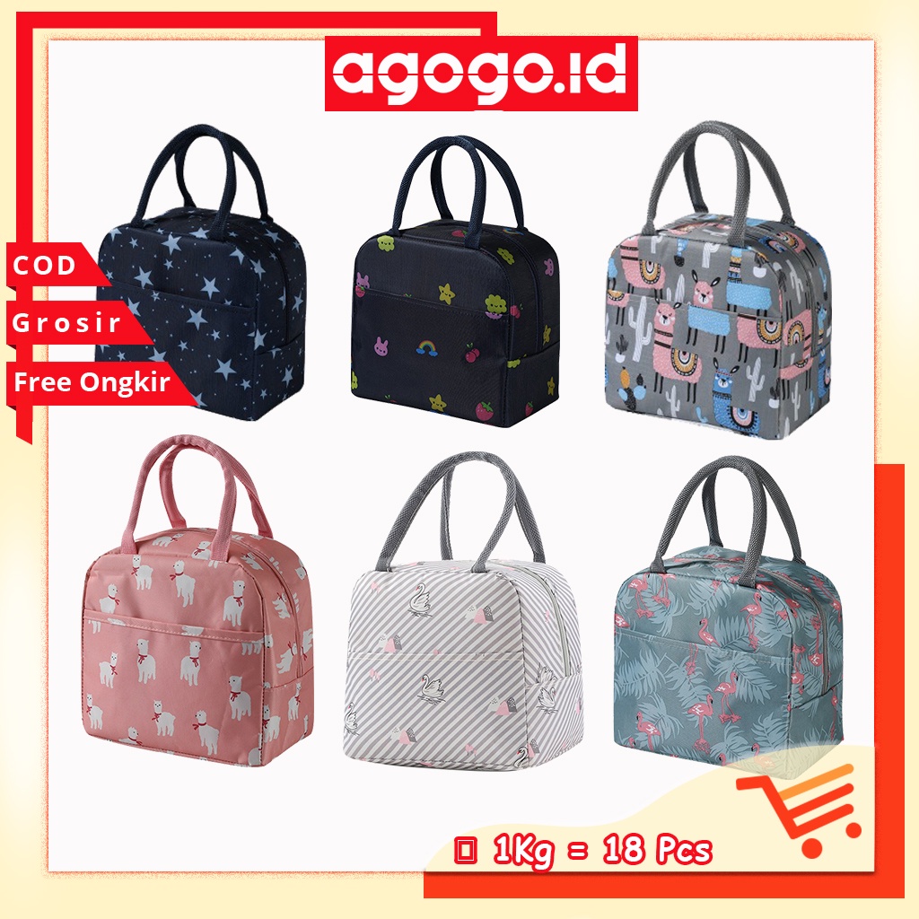 Jual AGG-211 Tas Bekal Makan Model Resleting / Lunch Cooler Bag / Tote ...