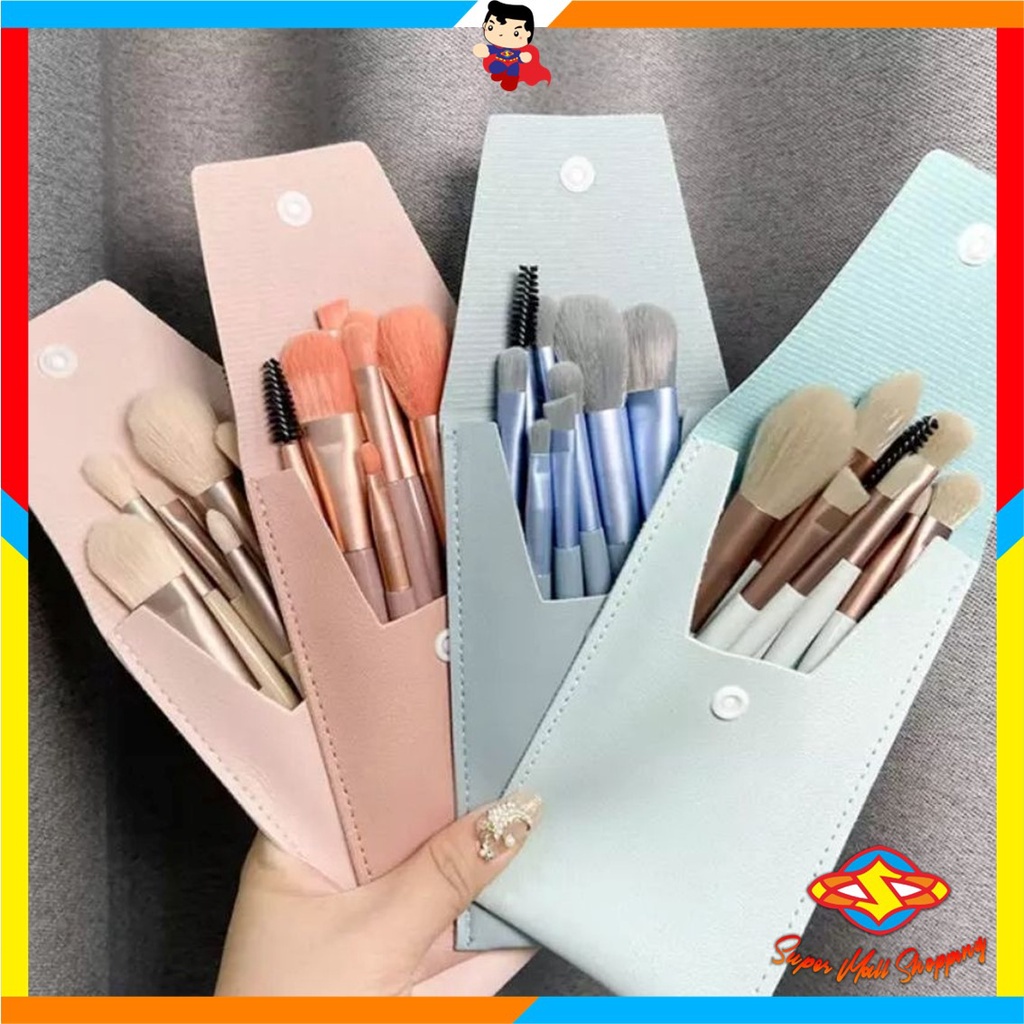 Jual SMS Kuas Make Up 8 IN 1 Free Pouch Make Up Brush 8Pcs Mini Travel ...