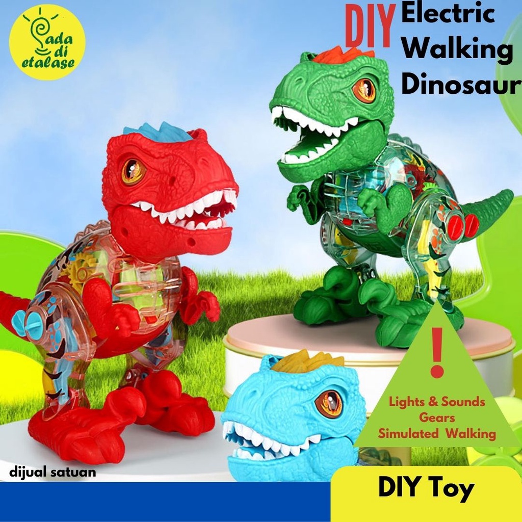 Jual Mainan Anak Rakit Dinosaurus Electric Walking DIY Dino Berjalan ...
