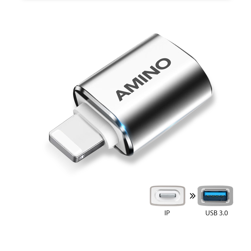 Jual AMINO Mini OTG USB TO L Adapter Converter USB 3.0 Plug Play ...
