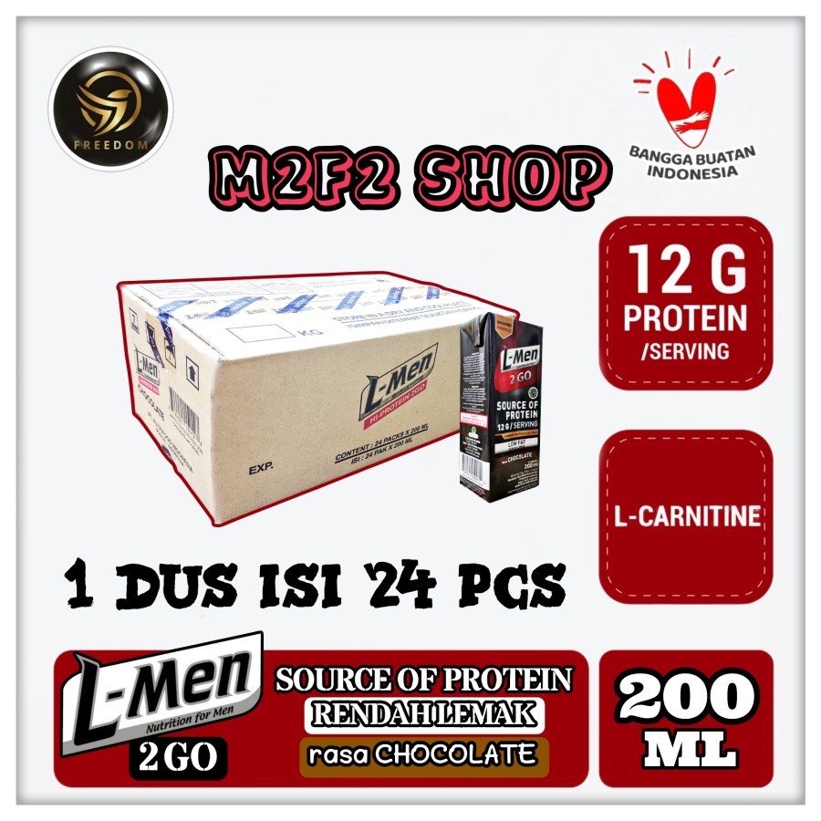 Jual L-Men High Protein 2 Go Low Fat Cokelat UHT Kotak - 200 ml ...