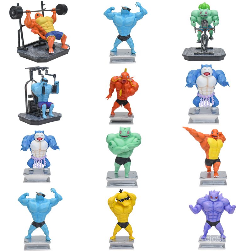 Jual 14-19cm Pokemon Muscle Figure Gengar Weightlifting Charmander ...
