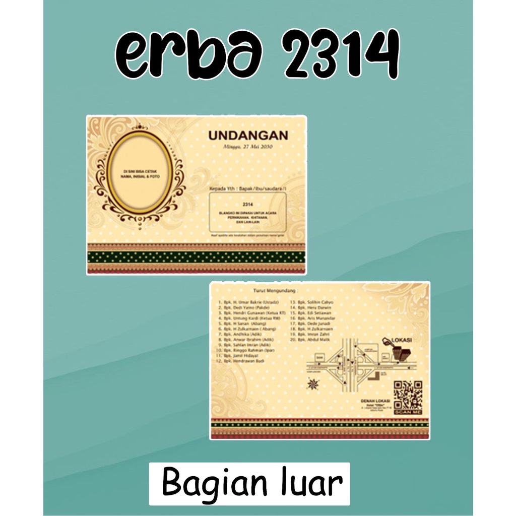 Jual Blangko Undangan Pernikahan ERA BARU / ERBA 2314 UNDANGAN KOSONGAN/ UNDANGAN + CETAK ...