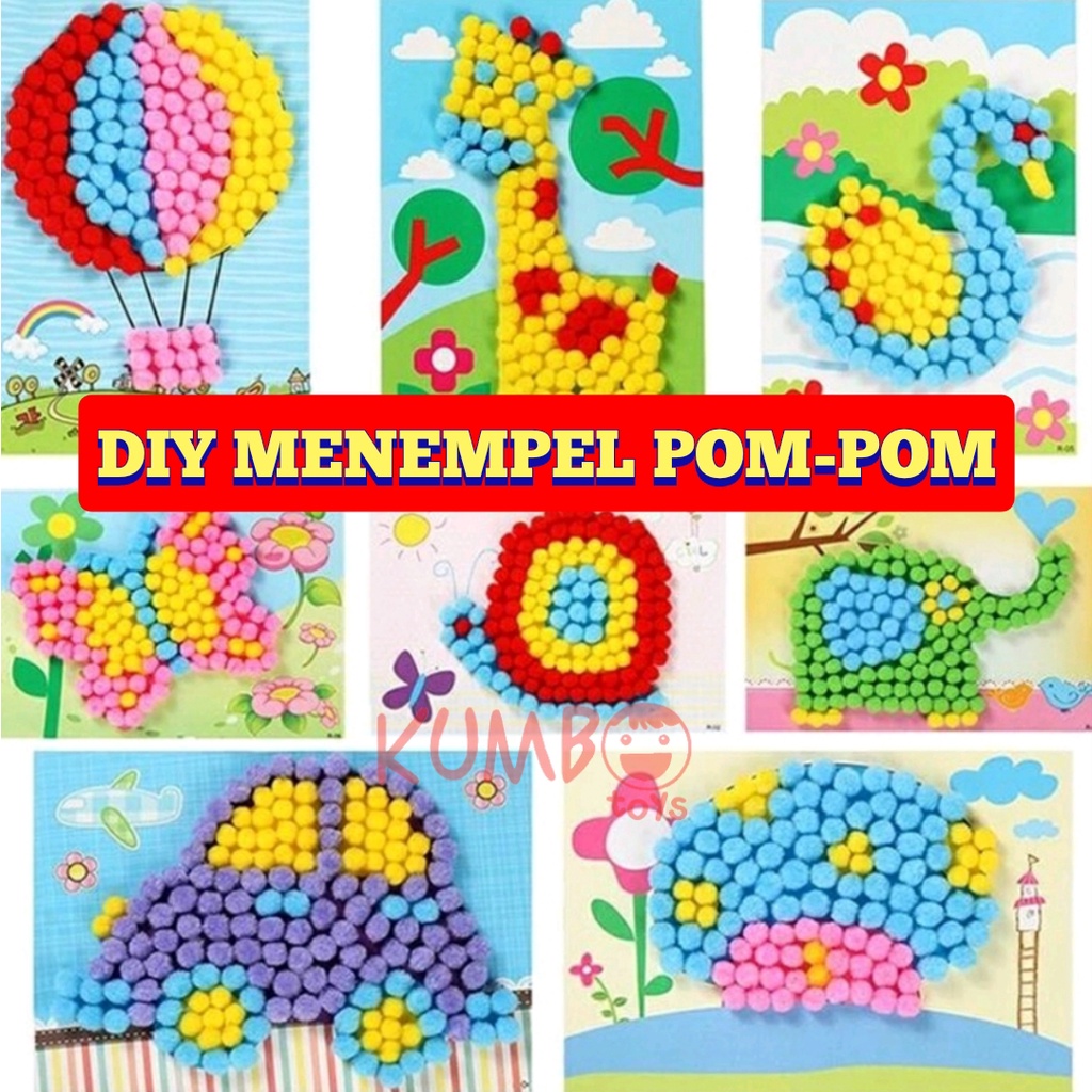 Jual Mainan Edukasi Anak DIY Menempel Pom Pom Prakarya Kerajinan Tangan ...