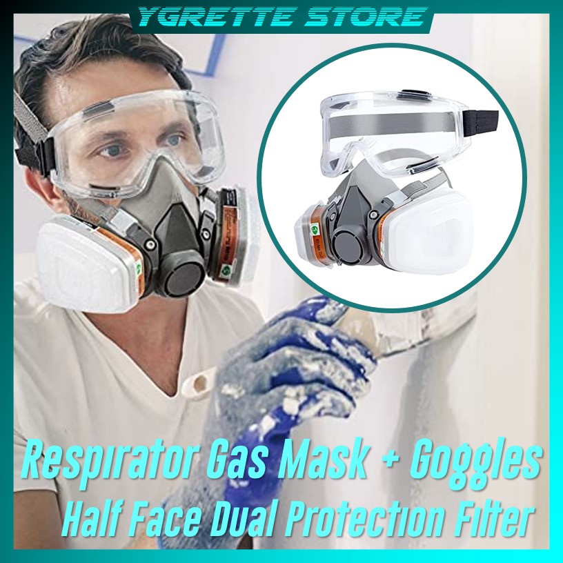 Jual YGRETTE - MASKER DUAL FILTER RESPIRATOR GAS MASK INDUSTRIAL KIMIA ...