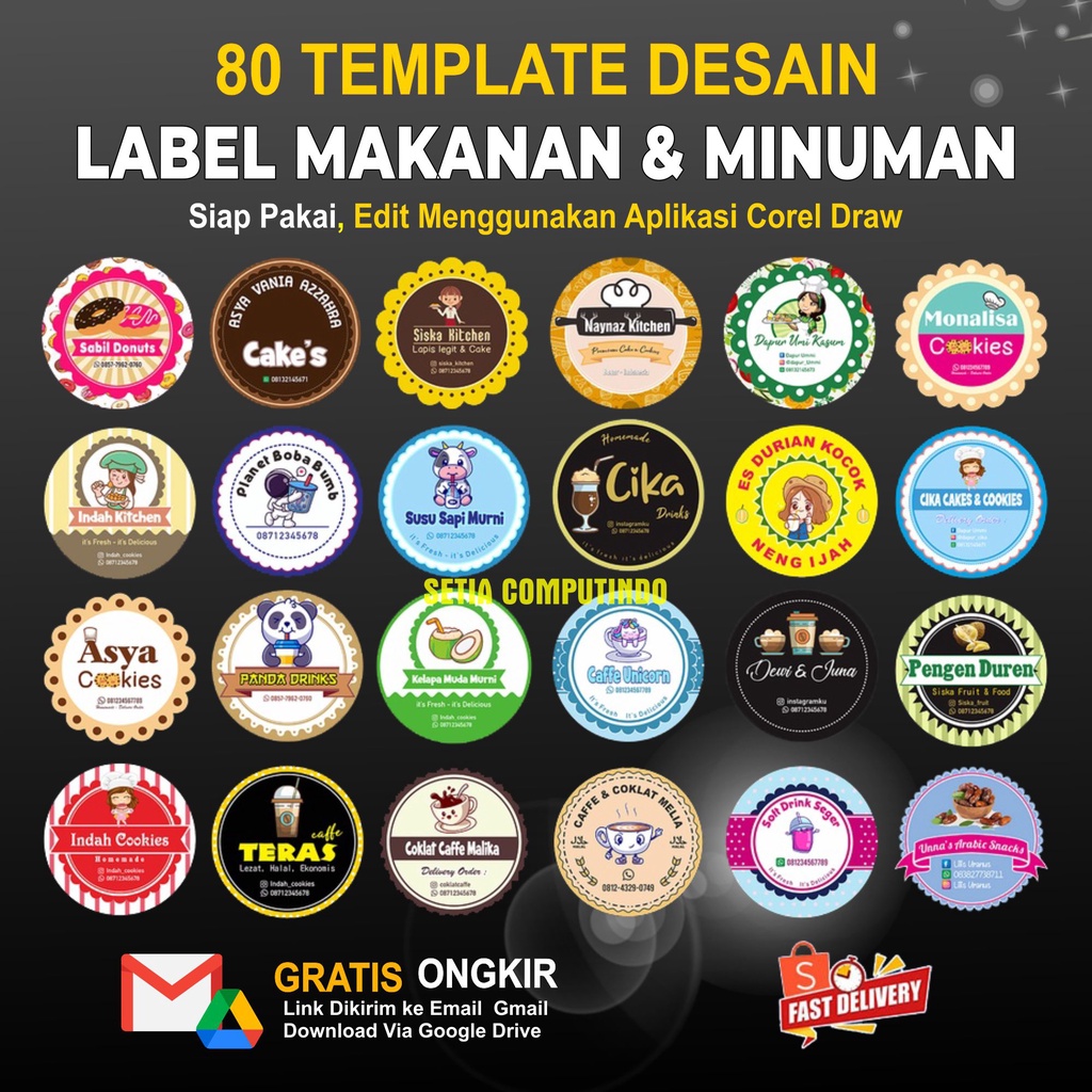 Jual Template Desain Label Makanan dan Minuman kekinian Modern Siap ...