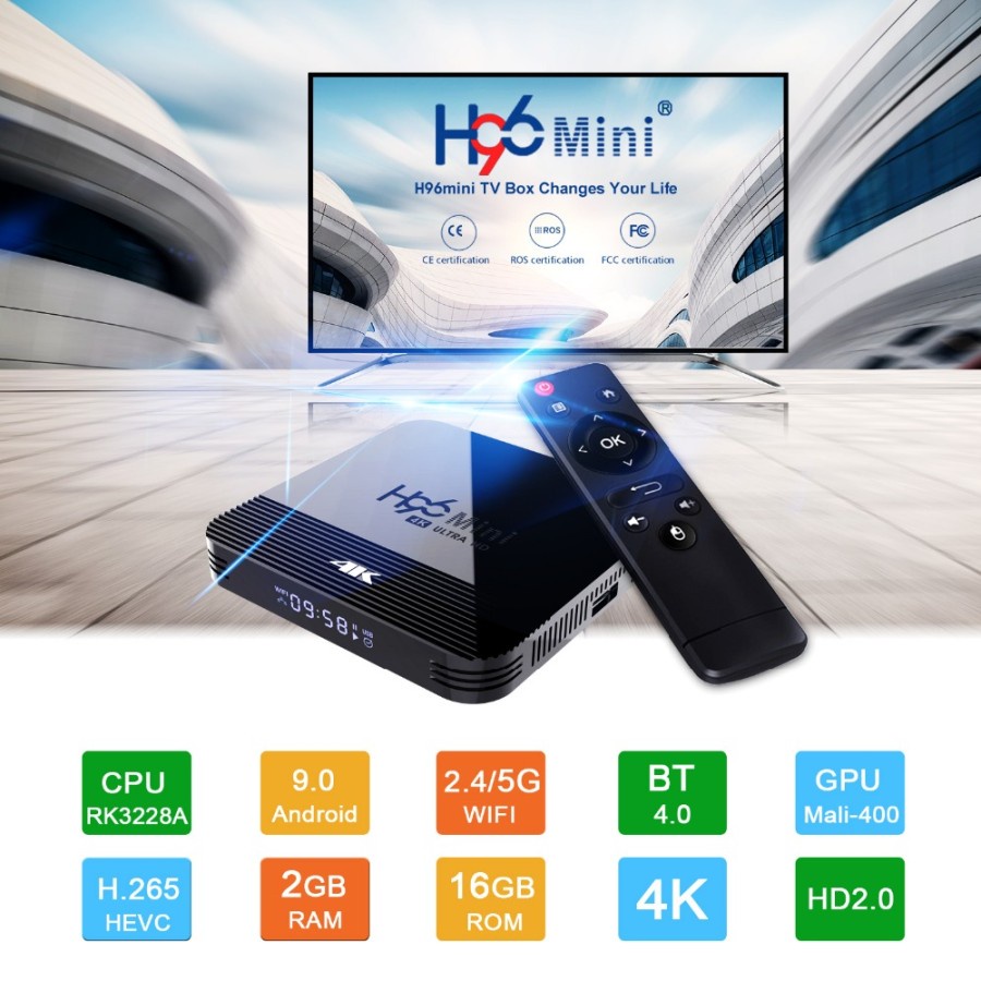 Jual Mini Smart TV Set Top Box 4K Android 9.0 2GB 16GB - H96 | Shopee ...