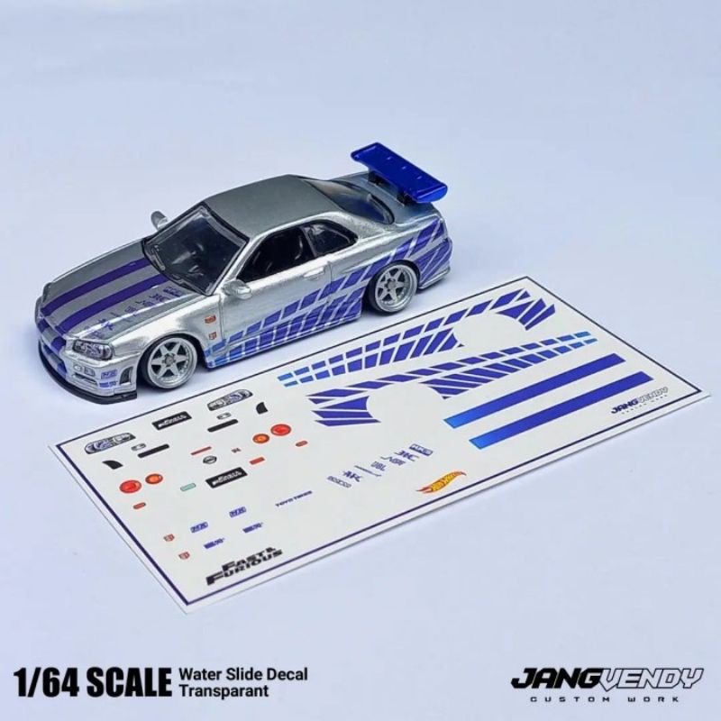 Jual Decal hotwheels Nissan skyline R34 Fast Furious transparant decal ...