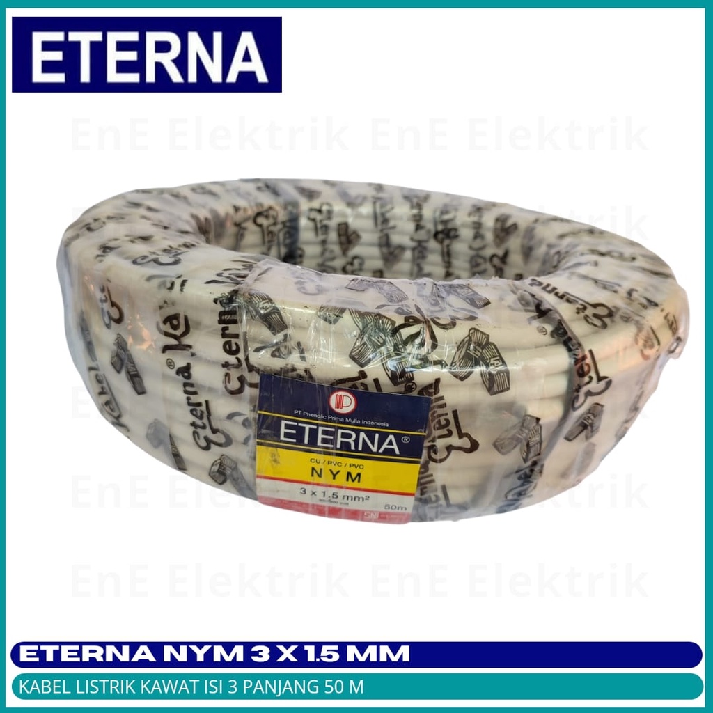 Jual ETERNA KABEL NYM 3X1.5 PER METERAN PUTIH SNI LMK ORIGINAL | Shopee Indonesia