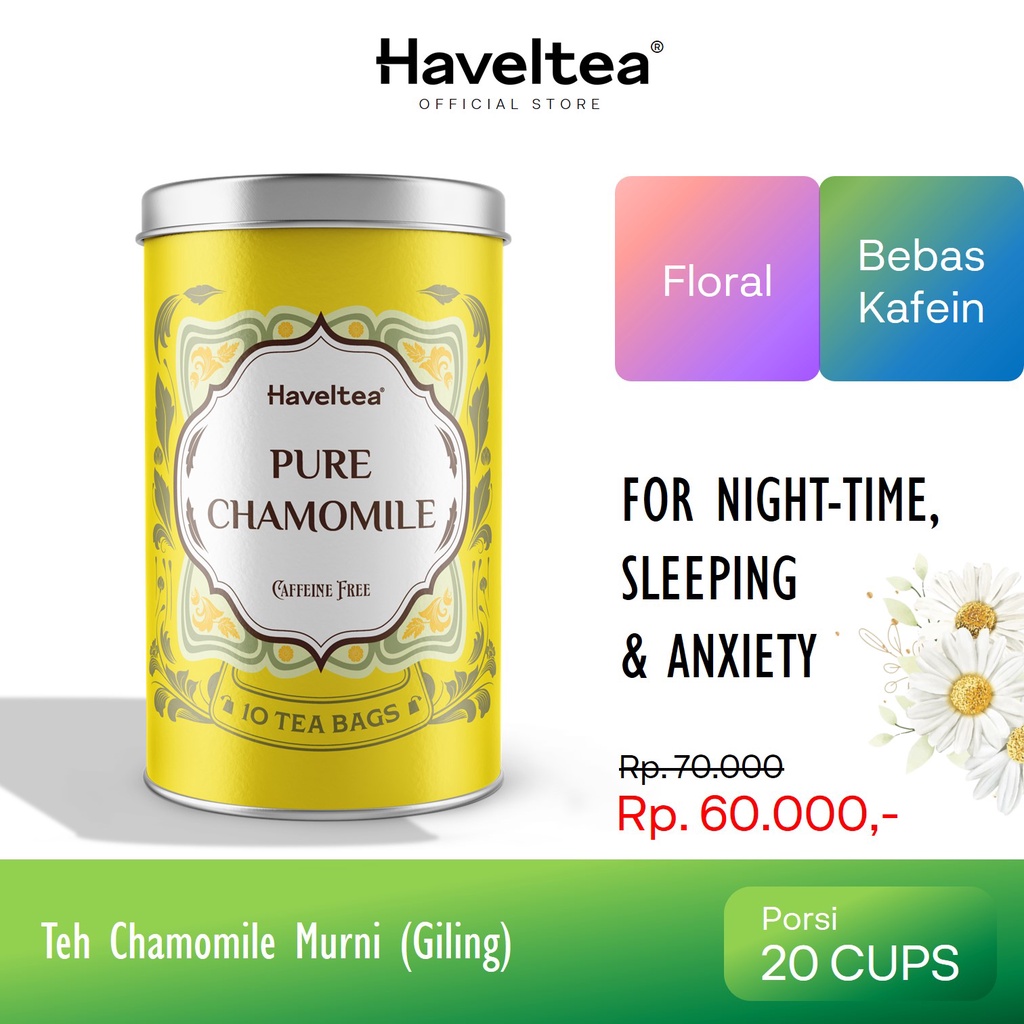 Jual PURE CHAMOMILE | Big Tin | Haveltea | Floral Tea | Sleep Anxiety ...
