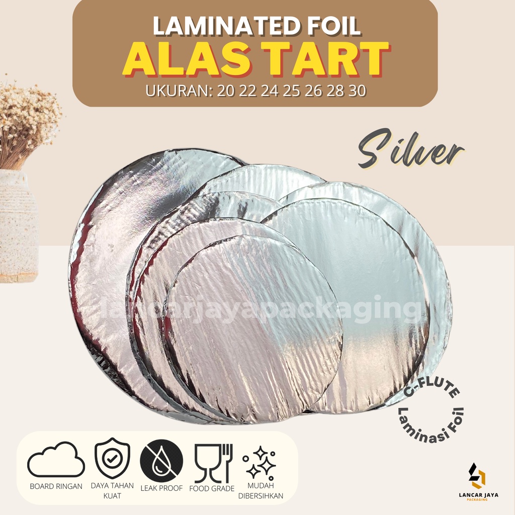 Jual Alas Tart Kue Cake Bulat Kotak Persegi Silver Laminated Foil 20 22 ...