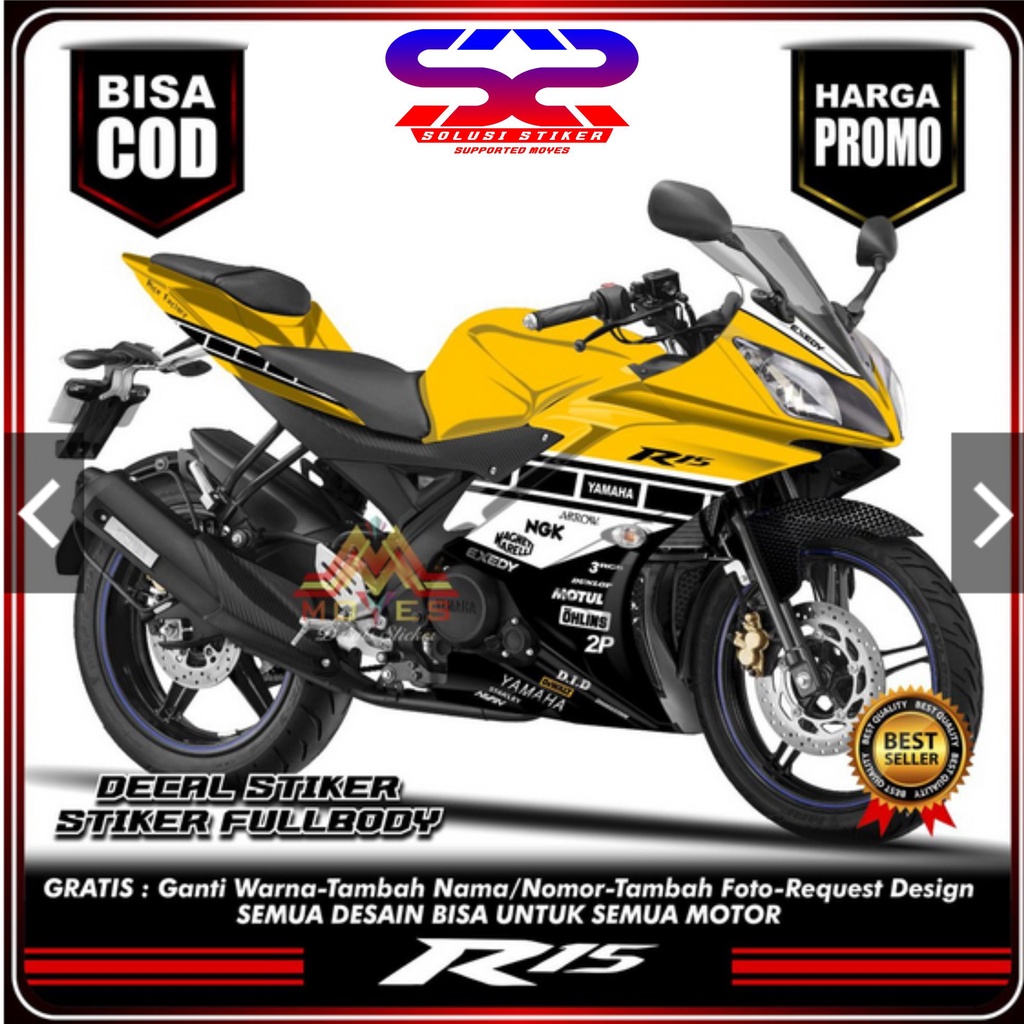 Jual TERBARU Stiker Decal r15 v2 Motif \\Kuning Racing fullbody ...