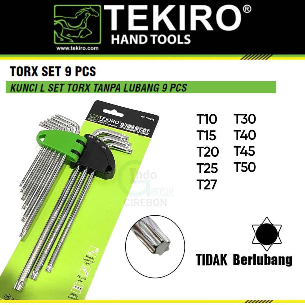 Jual TEKIRO Kunci L Bintang TANPA Lubang Set 9 pcs Kunci L Set Torx Original Murah | Shopee ...