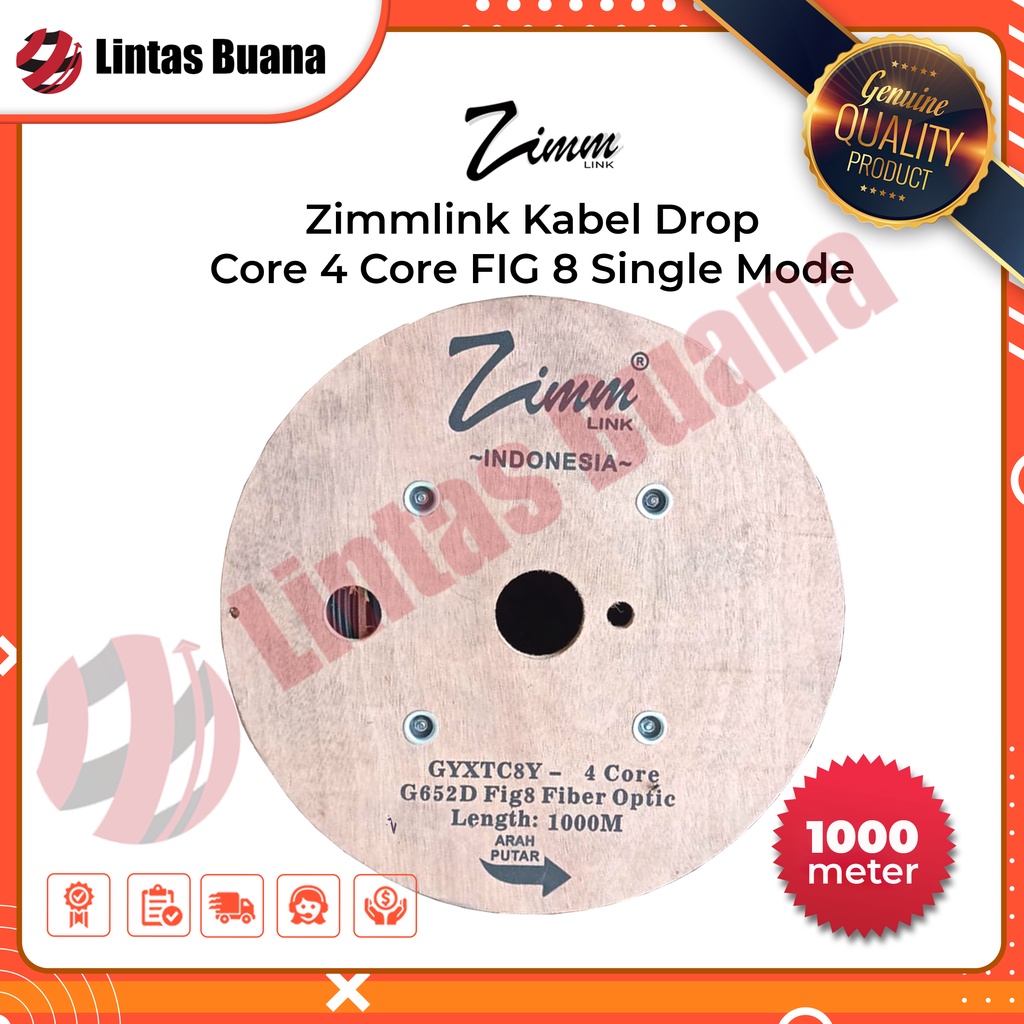 Jual Zimmlink Kabel Drop Core 4 Core FIG 8 Single Mode 1000Meter ...