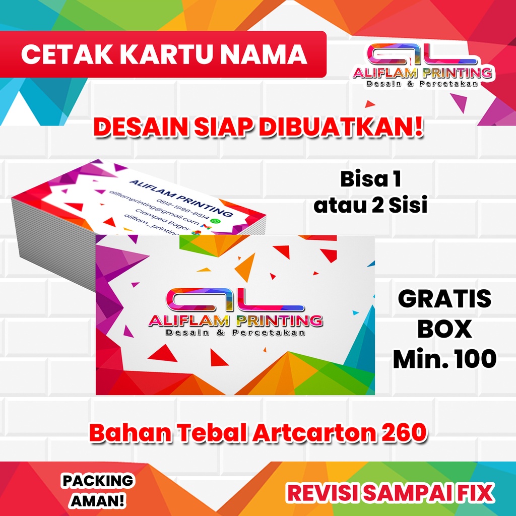 Jual CETAK KARTU NAMA UKURAN 9 x 5,5 CM GRATIS DESIGN | Shopee Indonesia