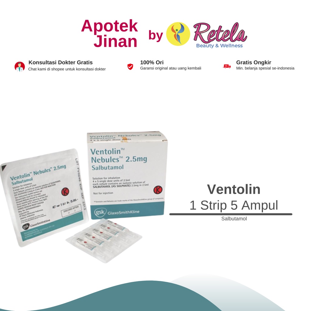 Jual VENTOLIN 2.5MG NEBULES 1 BLISTER 4 RESPULES | Shopee Indonesia
