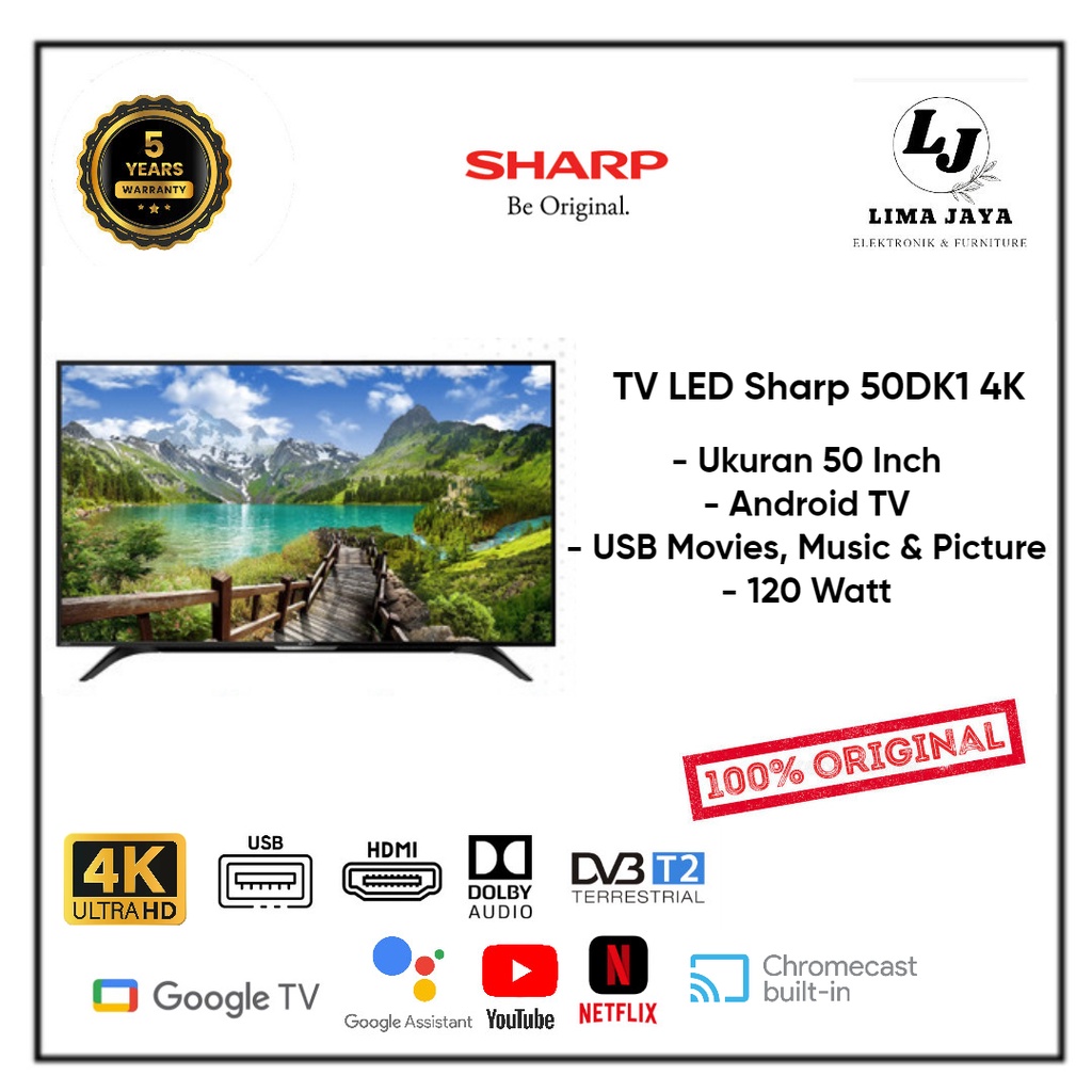 Jual SHARP LED TV 50DK1 4K ANDROID TV LED SHARP 50 Inch | Shopee Indonesia