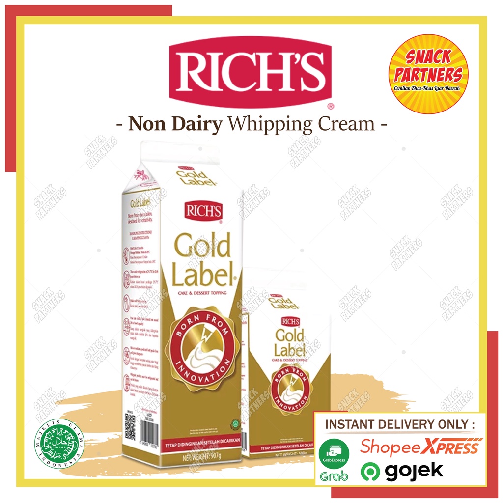 Jual RICH'S GOLD LABEL Non Dairy WHIPPING CREAM 500 / 907 GR ...