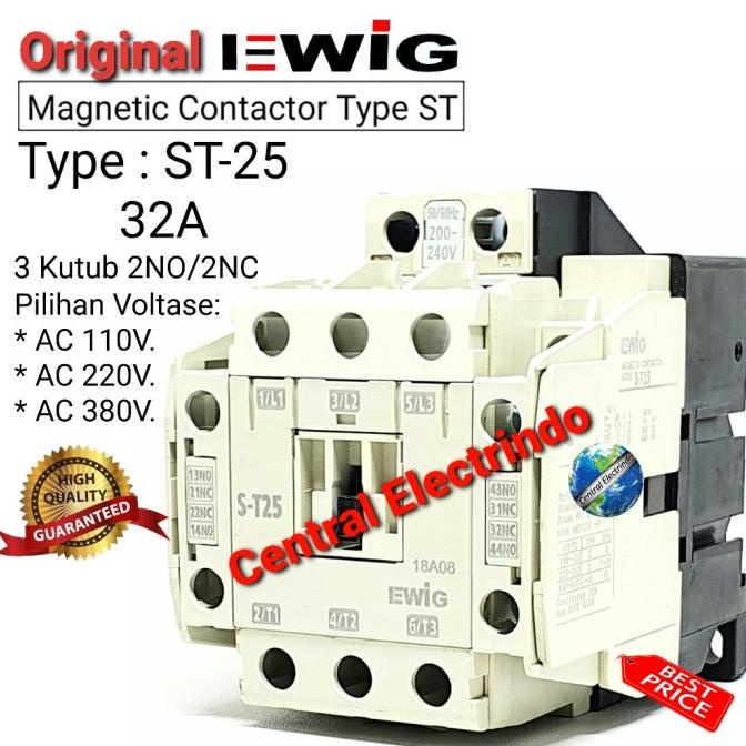 Jual MAGNETIC CONTACTOR EWIG ST-25 220VAc. | Shopee Indonesia