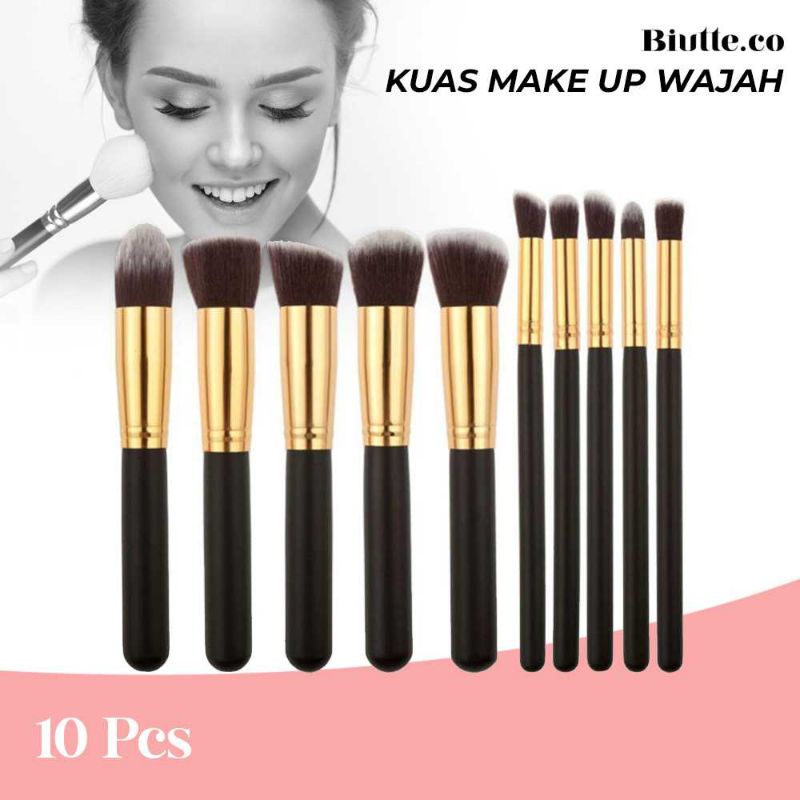 Jual Kuas Make up Wajah Set Brush Lengkap Premium 10Pcs | Shopee Indonesia