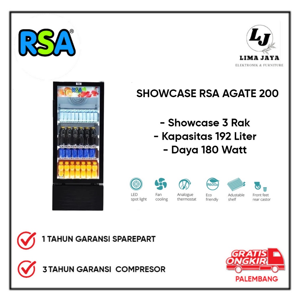 Jual Showcase Cooler RSA Agate-200 Lemari Display Cooler RSA | Shopee ...