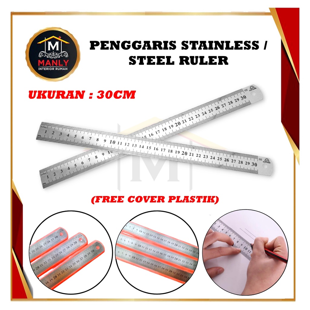 Jual Penggaris Stainless / Penggaris Tukang / Stainless Steel Ruler 30 CM | Shopee Indonesia