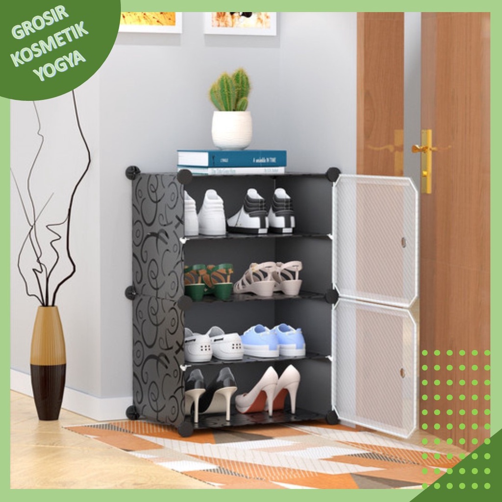 Jual SHENAR Box Rak Sepatu Anti Debu Rak 4 Tingkat Minimalis Tertutup ...