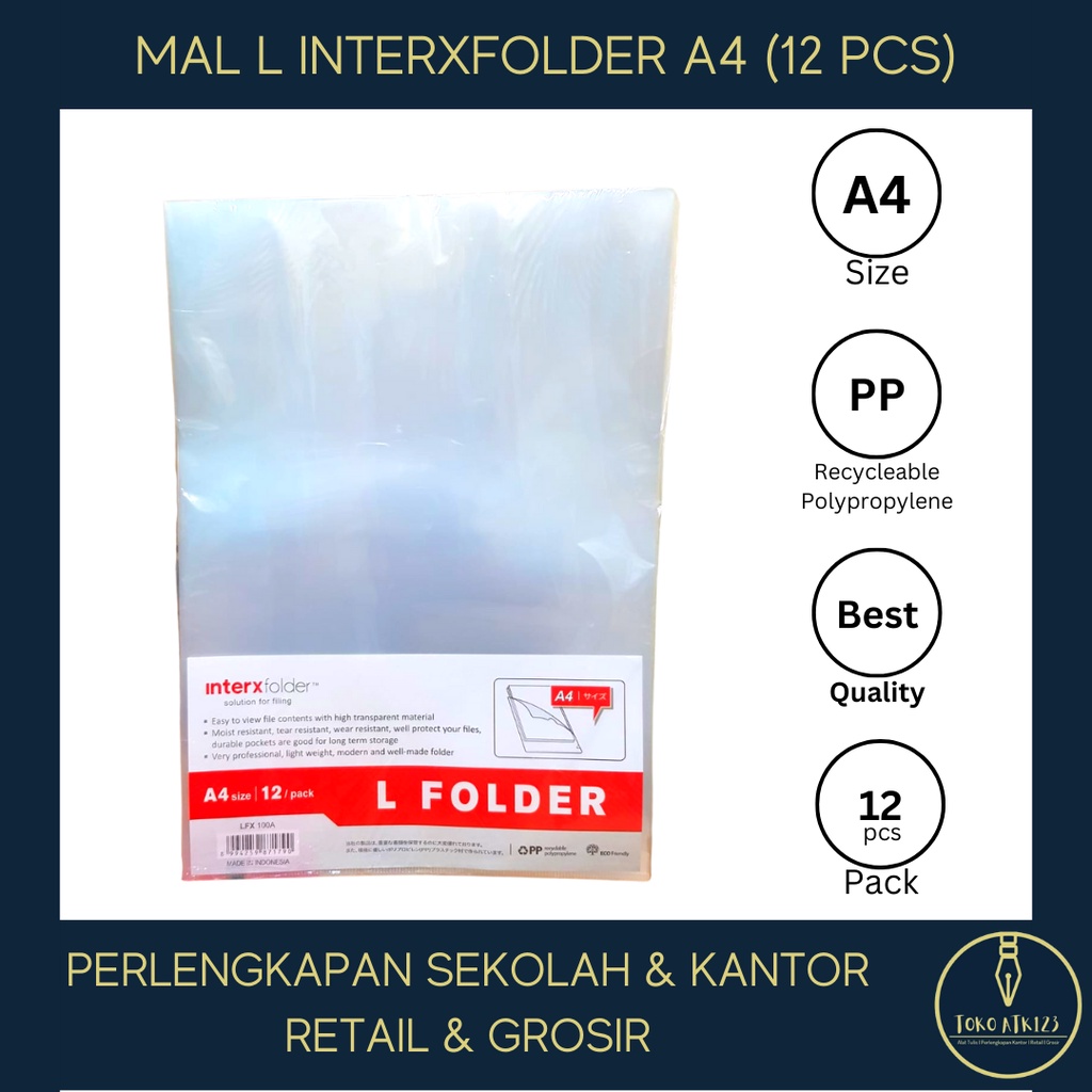 Jual Map Plastik L / Map Transparant InterX Folder Ukuran A4 (1 PAK ...
