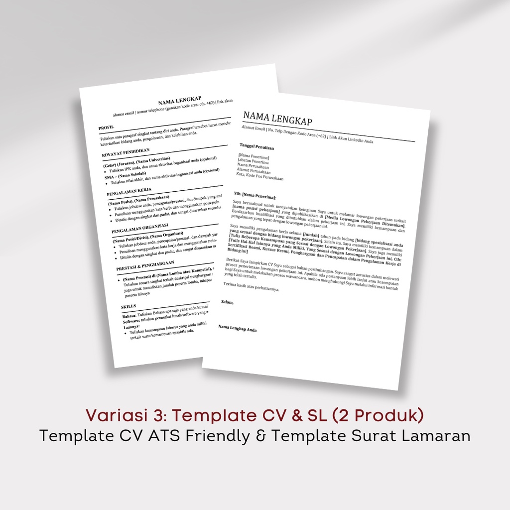 Jual CV ATS Bahasa Indonesia | Jasa Pembuatan CV ATS Friendly | Template CV ATS | Shopee Indonesia