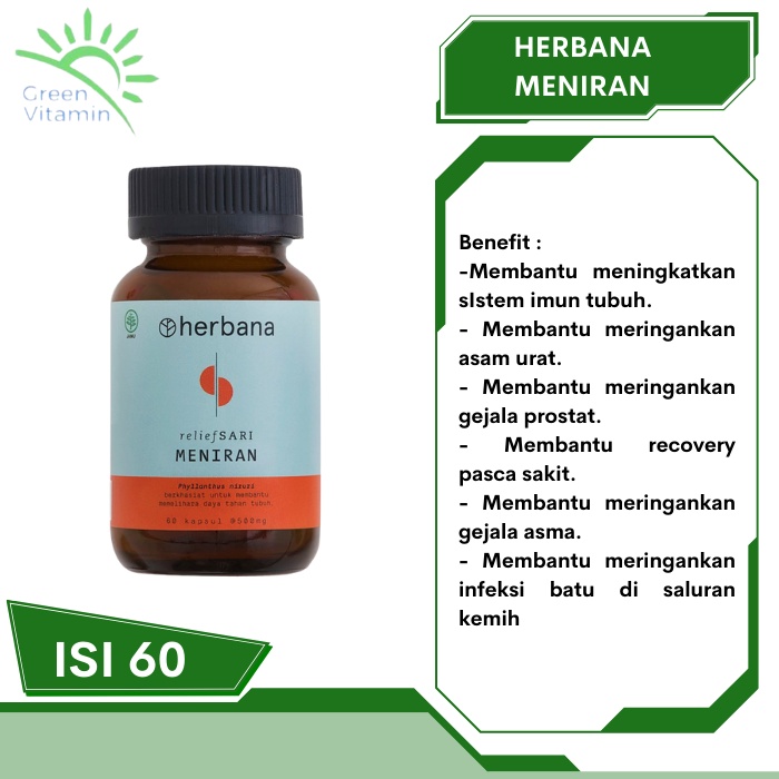 Jual HERBANA Relief Sari Meniran 60 Kapsul Vitamin Daya Tahan Tubuh ...