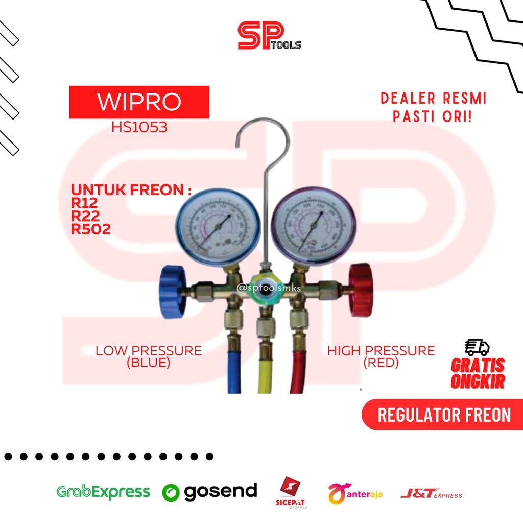 Jual REGULATOR / ALAT UKUR TEKANAN METERAN FREON AC SET R12 WIPRO ...