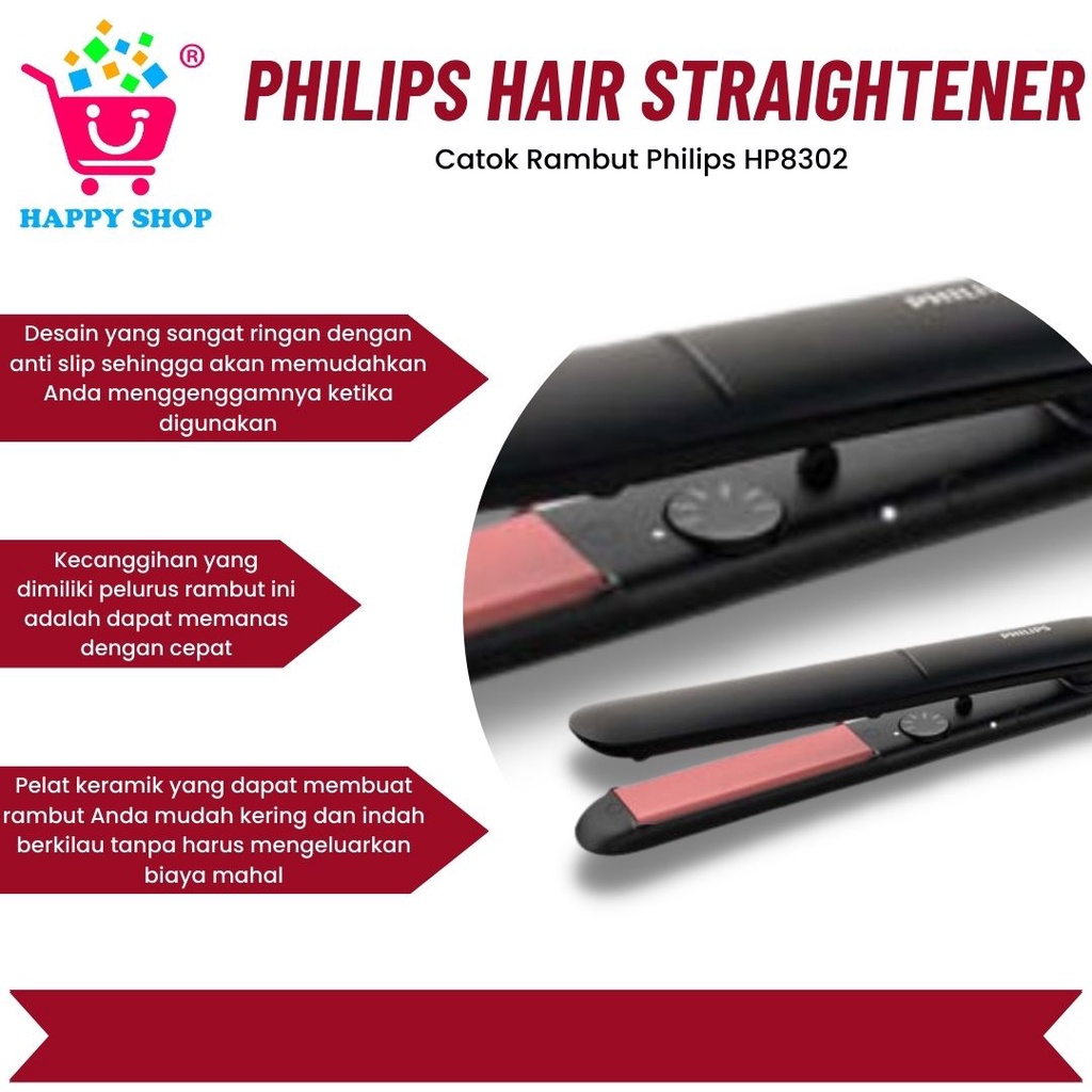 Jual Philips Catokan Rambut HP8302 / Hair Straightener Philips | Shopee ...