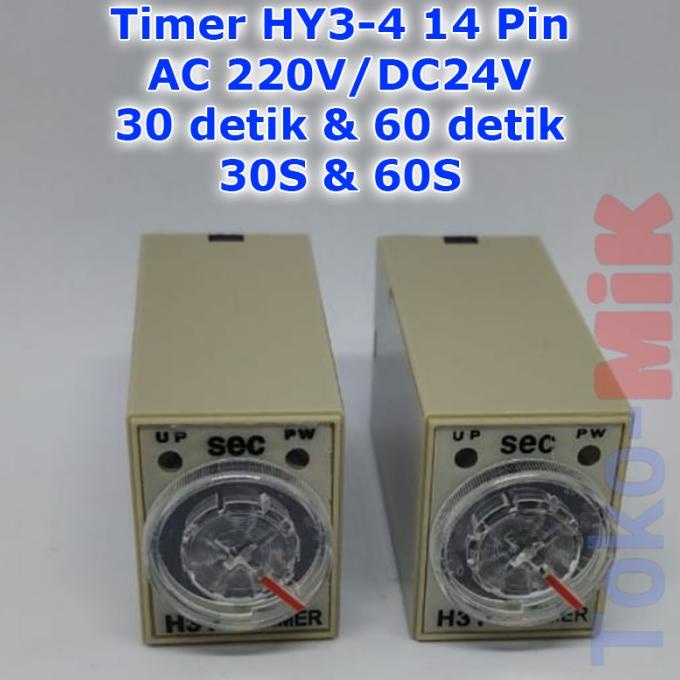 Jual TIMER H3Y-4 H3Y 14 PIN 30 & 60 detik 30S 60S delay timer dual relay tok-mi Juara | Shopee ...